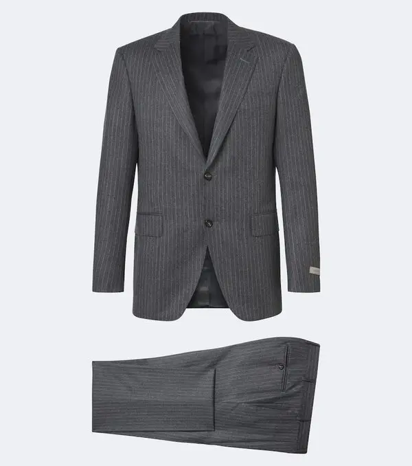 Canali Chalk Stripe Wool Suit - Grey