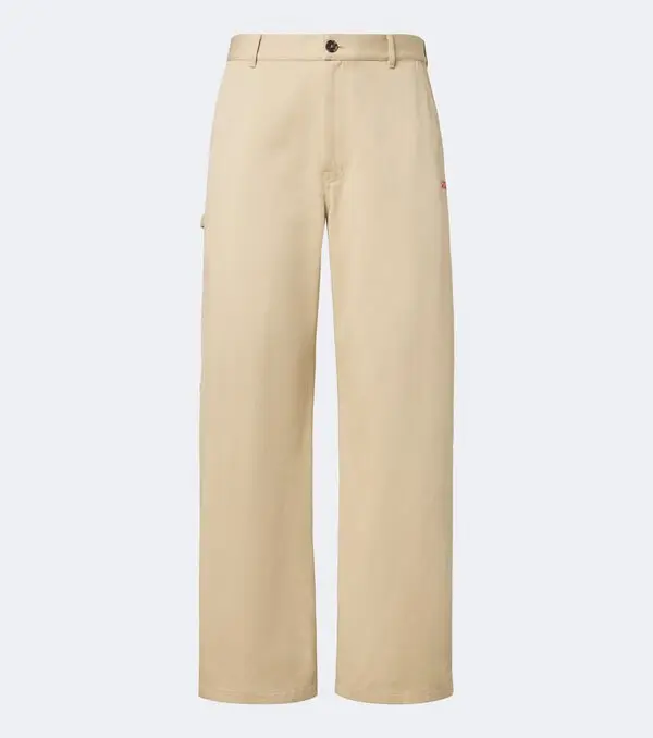 Loewe Double L Cotton Twill Wide-leg Pants - Beige