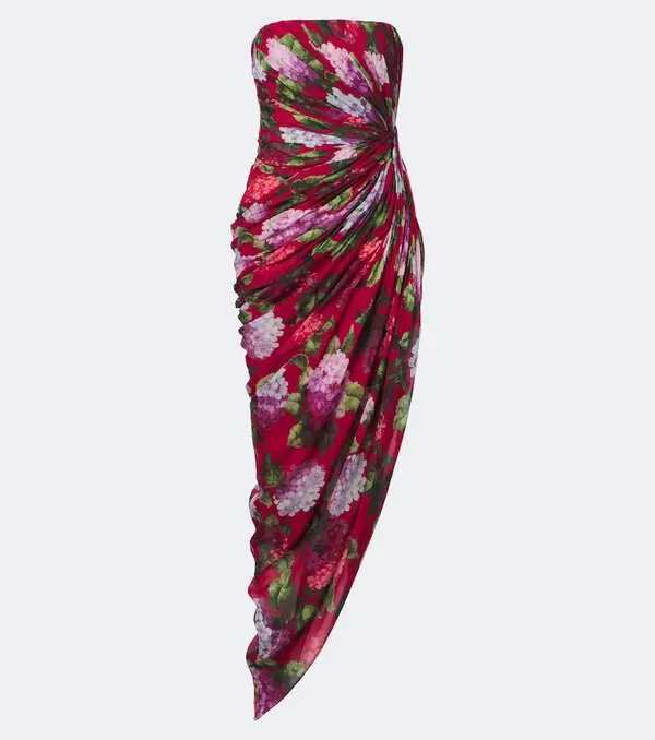 Carolina Herrera Floral Silk Chiffon Bustier Dress - Multicoloured