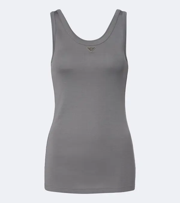 Prada Ribbed-knit Cotton Tank Top - Grey