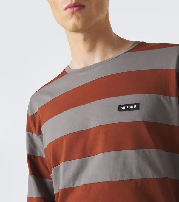 Miu Miu Striped Cotton Jersey T-shirt
