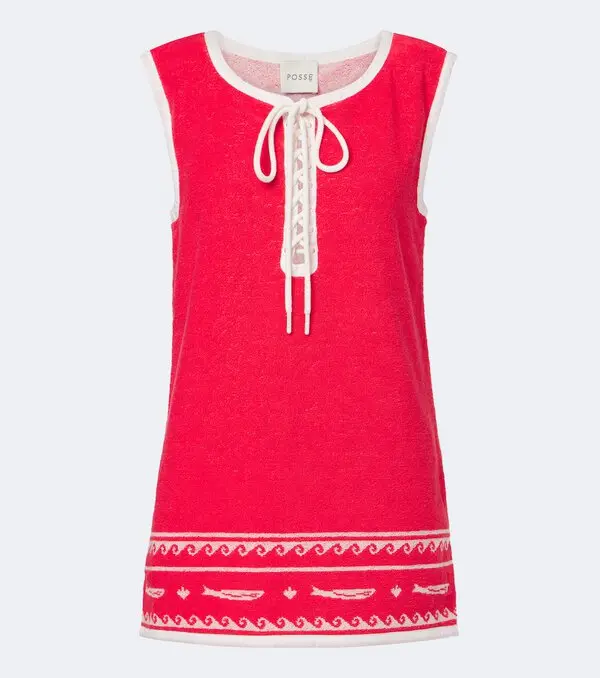Posse Cody Cotton Terry Minidress - Red