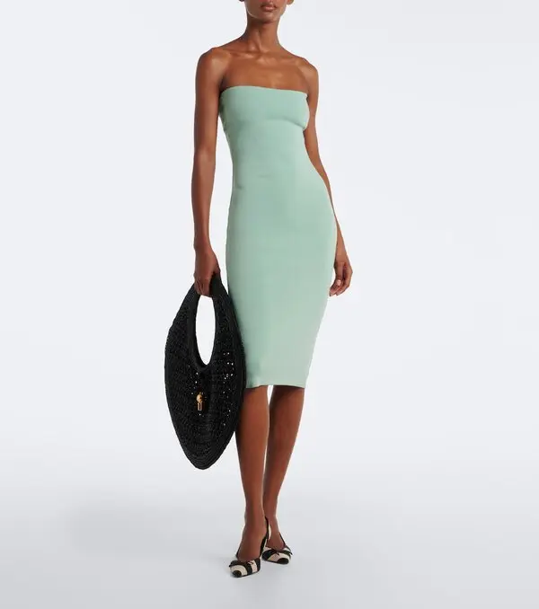 Jacquemus Sera Strapless Pique Midi Dress - Green