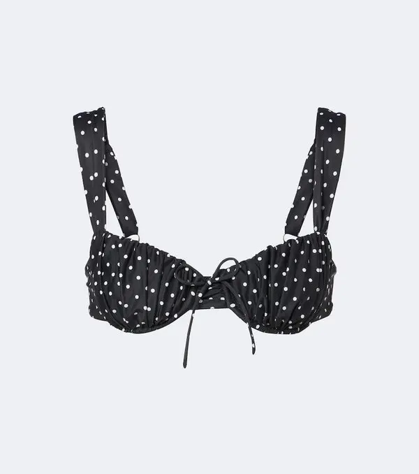 Faithfull The Brand Dinard Polka-dot Bikini Top - Black
