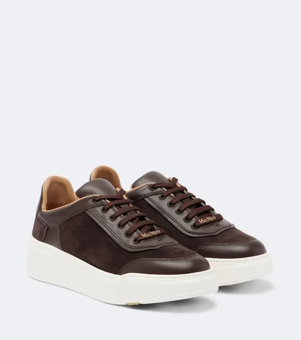 Max Mara Leather-trimmed Suede Platform Sneakers - Brown
