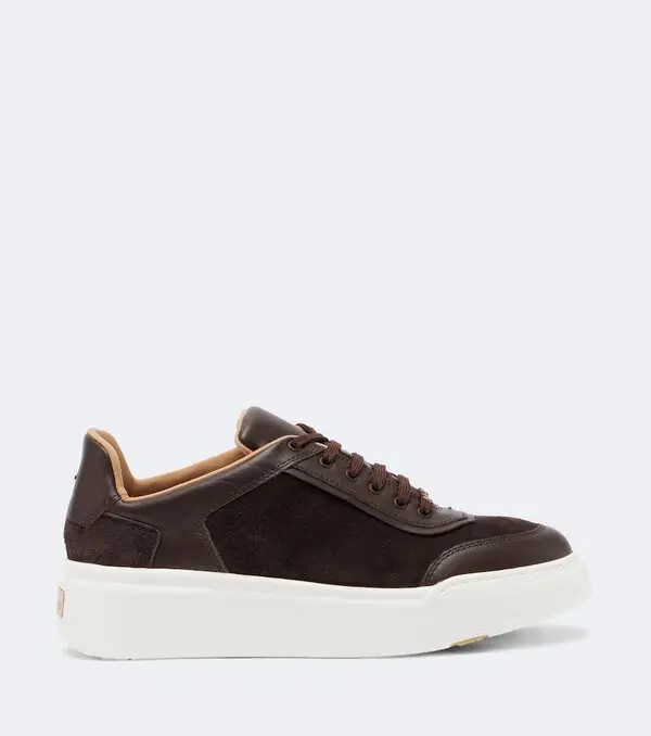 Max Mara Leather-trimmed Suede Platform Sneakers