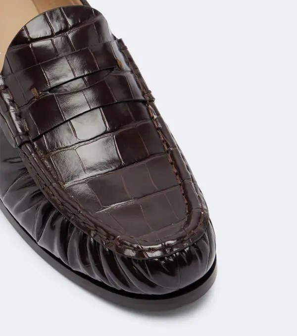 Max Mara Croc-effect Leather Penny Loafers