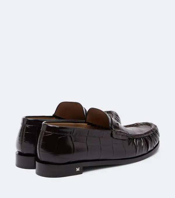 Max Mara Croc-effect Leather Penny Loafers