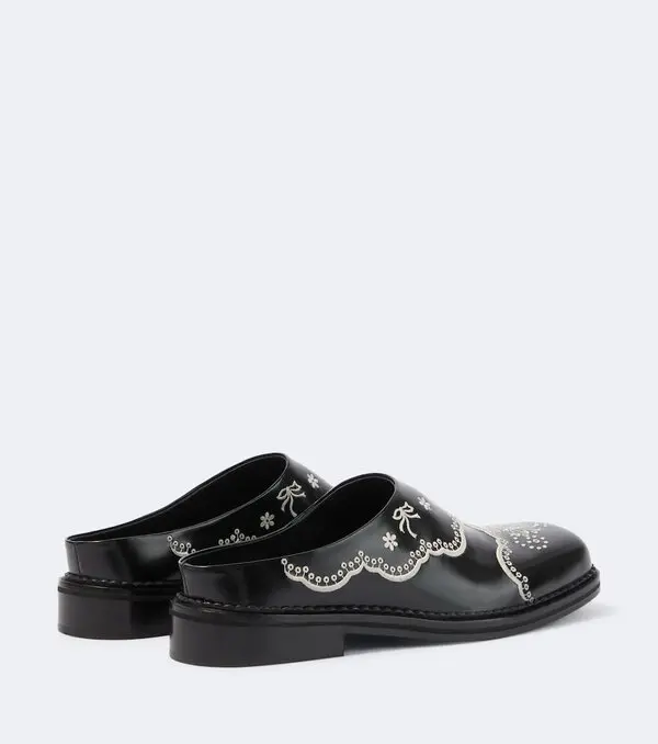 Simone Rocha Embroidered Floral Leather Mules