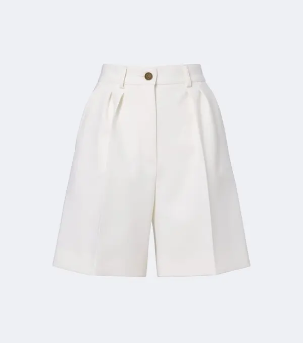 Max Mara Pleated Wool-blend Bermuda Shorts - White