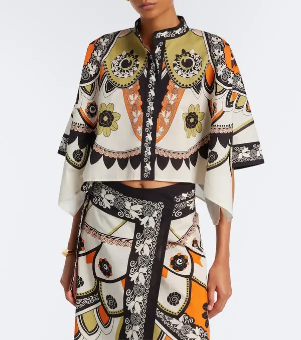 La DoubleJ Printed Cropped Cotton Shirt