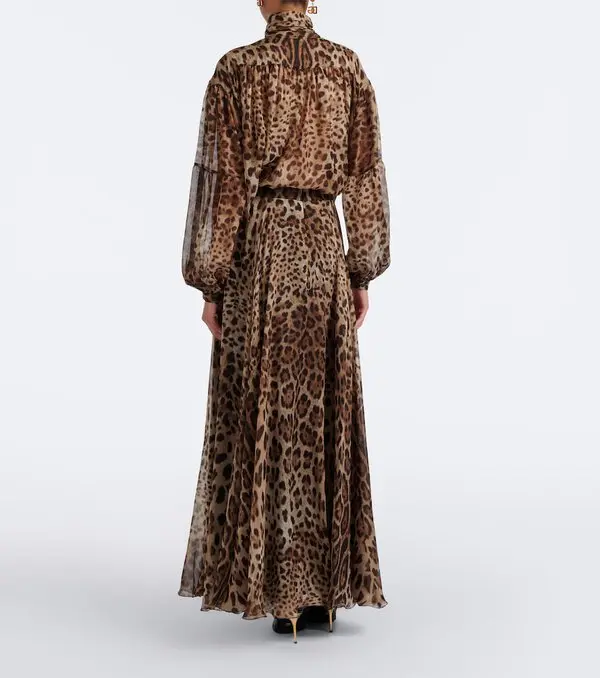 Dolce & Gabbana Leopard-print Silk Chiffon Maxi Skirt