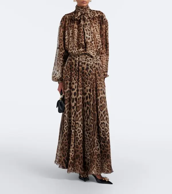Dolce & Gabbana Leopard-print Silk Chiffon Maxi Skirt