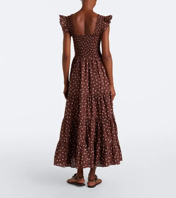 Rixo Kendall Polka Dot Cotton Midi Dress - Brown