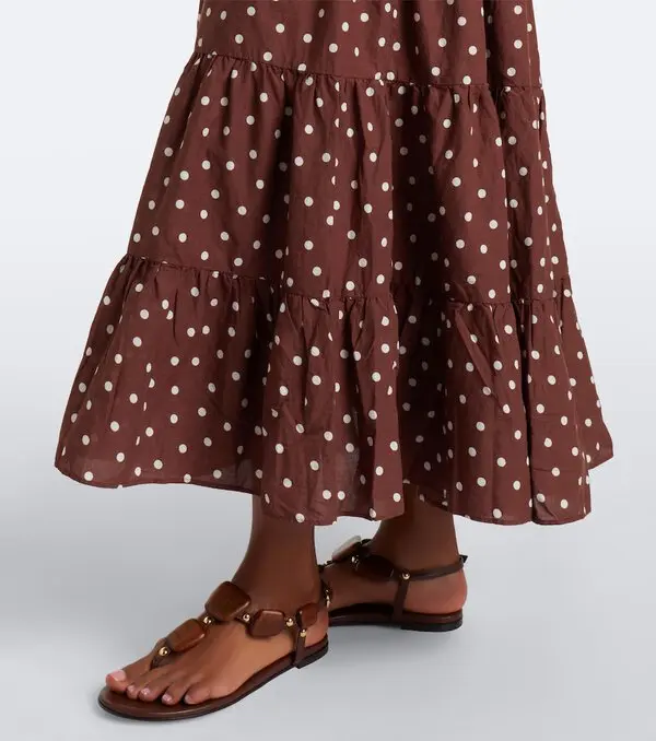 Rixo Kendall Polka Dot Cotton Midi Dress - Brown