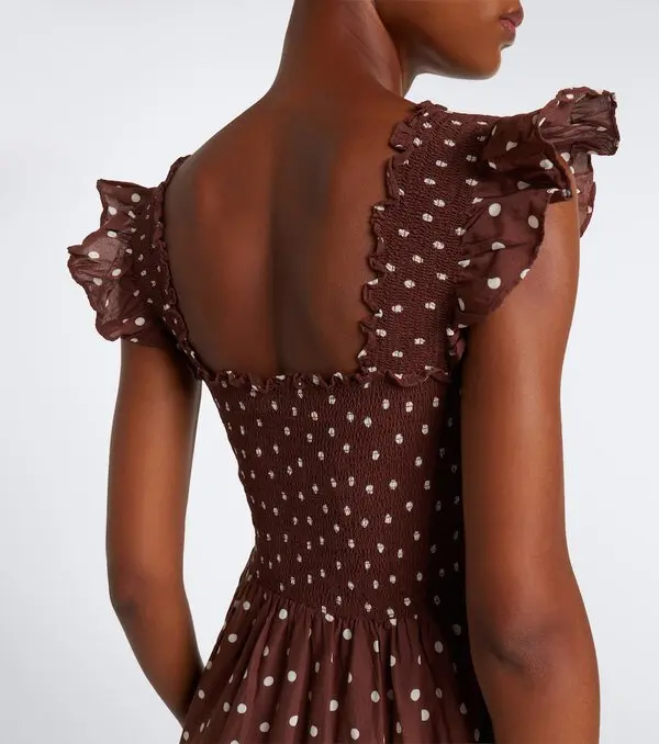 Rixo Kendall Polka Dot Cotton Midi Dress - Brown