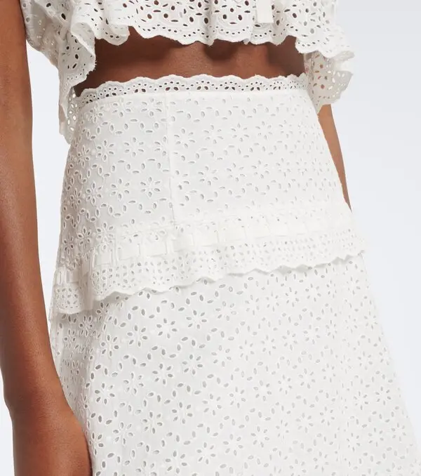 Ulla Johnson Violetta Broderie Anglaise Midi Skirt - White