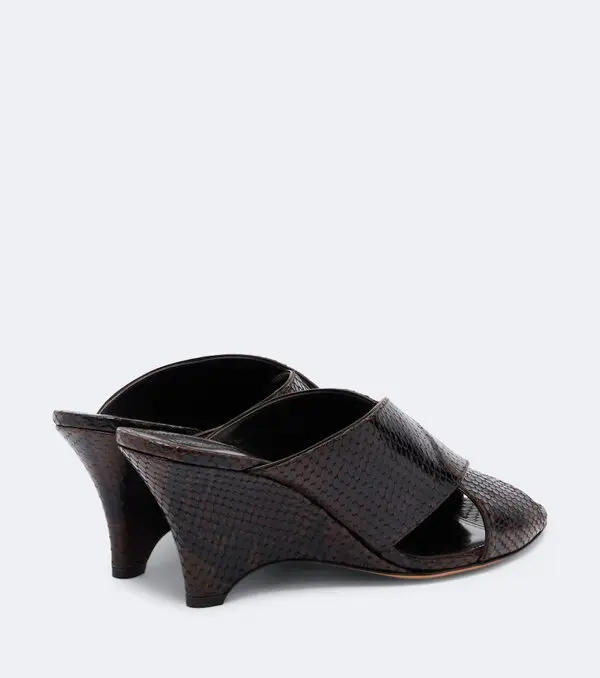 Le Monde Beryl Luca Snake-effect Leather Mules