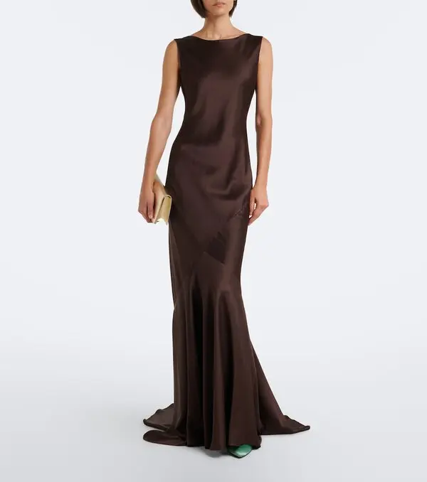 Max Mara Open-back Satin Maxi Dress