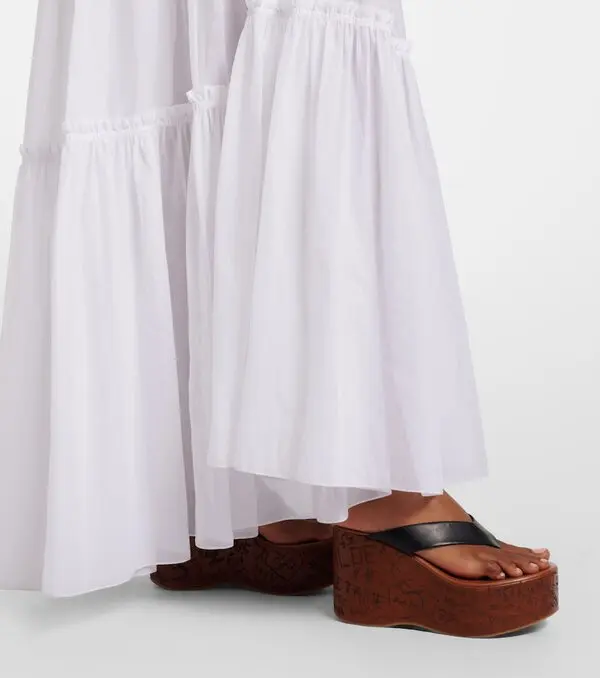 Chloé Maxime Leather Wedge Thong Sandals