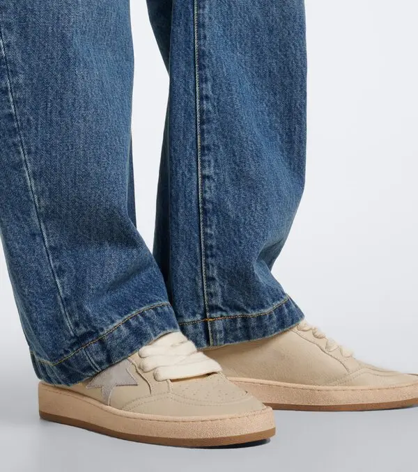 GOLDEN GOOSE Ball Star Suede-trimmed Leather Sneakers