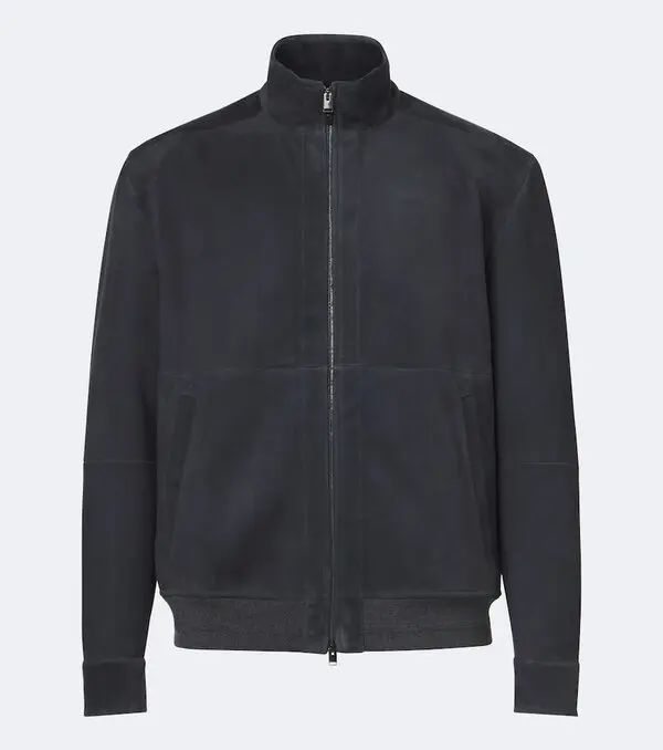 Canali Suede Bomber Jacket - Blue