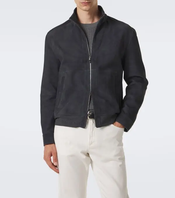 Canali Suede Bomber Jacket