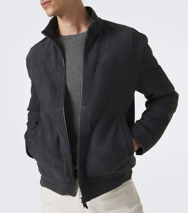 Canali Suede Bomber Jacket