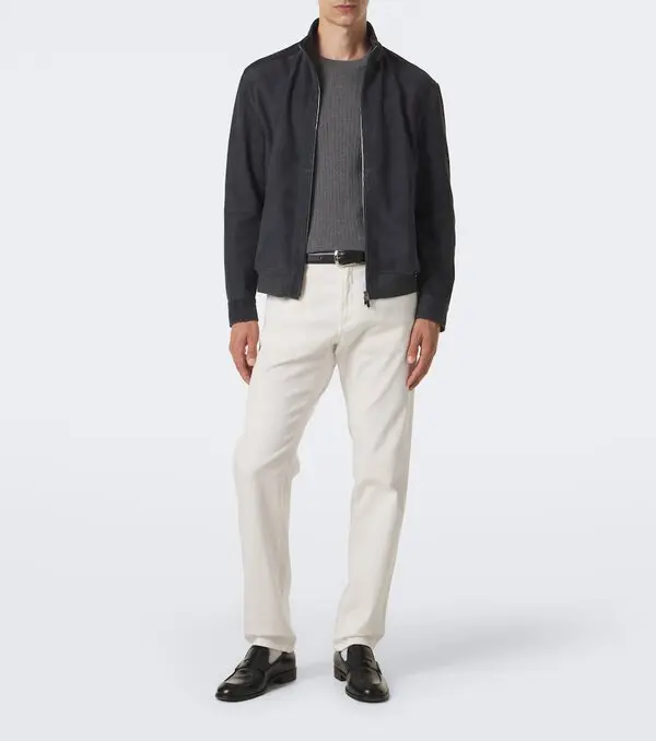 Canali Suede Bomber Jacket