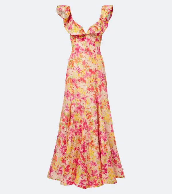 LA FUORI Genevieve's Floral Embellished Maxi Dress - Pink