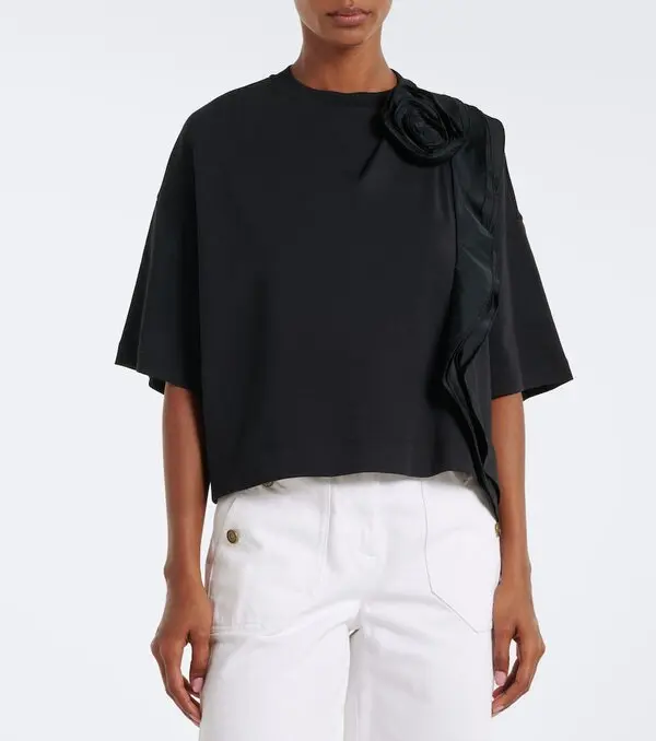 Max Mara Ruffled Cotton Jersey T-shirt