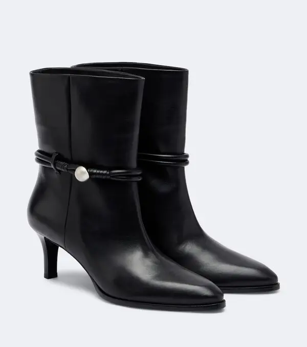 Isabel Marant Étoile Telsa Embellished Leather Ankle Boots - Black
