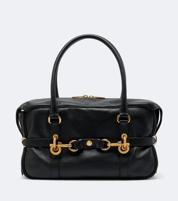 Burberry Medium Leather Shoulder Bag - Black