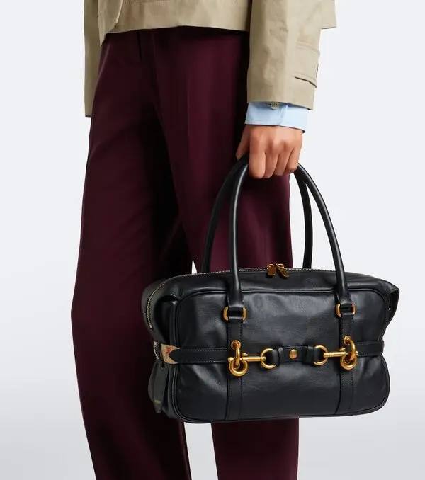 Burberry Medium Leather Shoulder Bag - Black