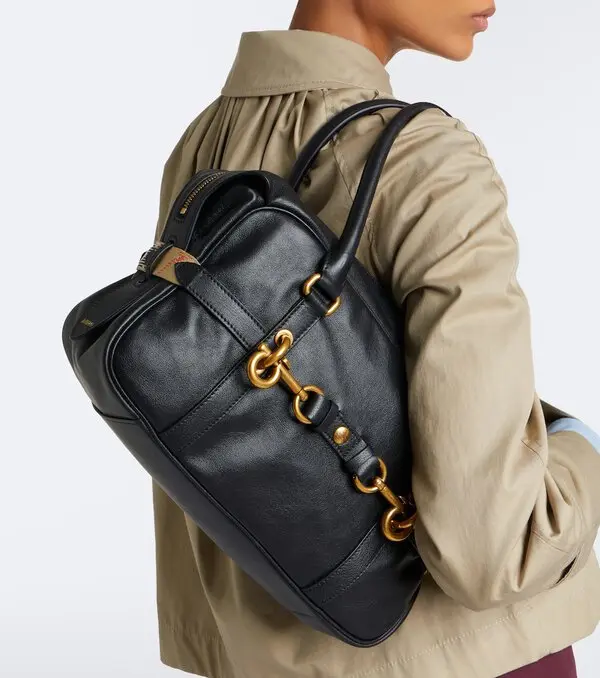 Burberry Medium Leather Shoulder Bag - Black