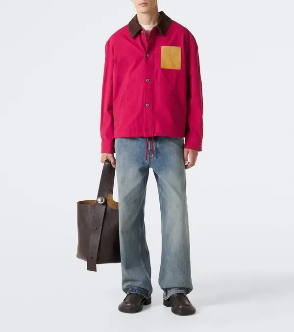 Loewe Suede-trimmed Cotton Canvas Jacket