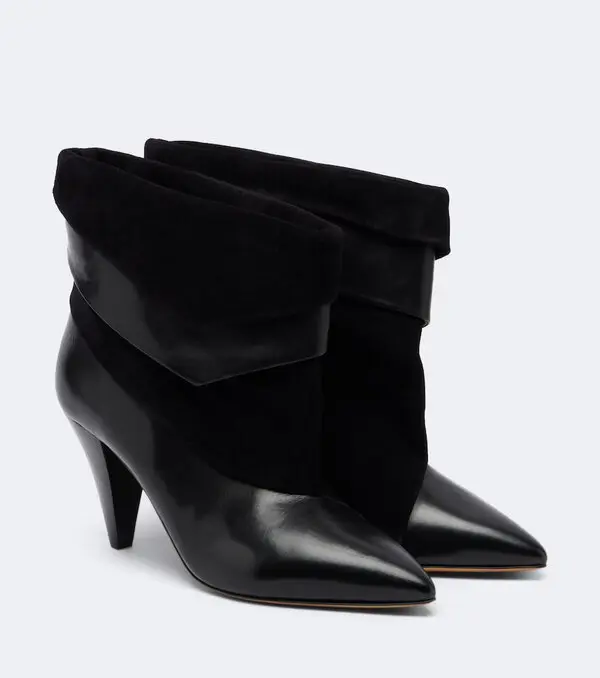 Isabel Marant Étoile Lyone Leather And Suede Ankle Boots - Black