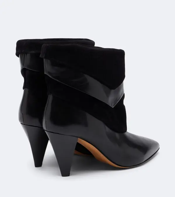 Isabel Marant Étoile Lyone Leather And Suede Ankle Boots - Black