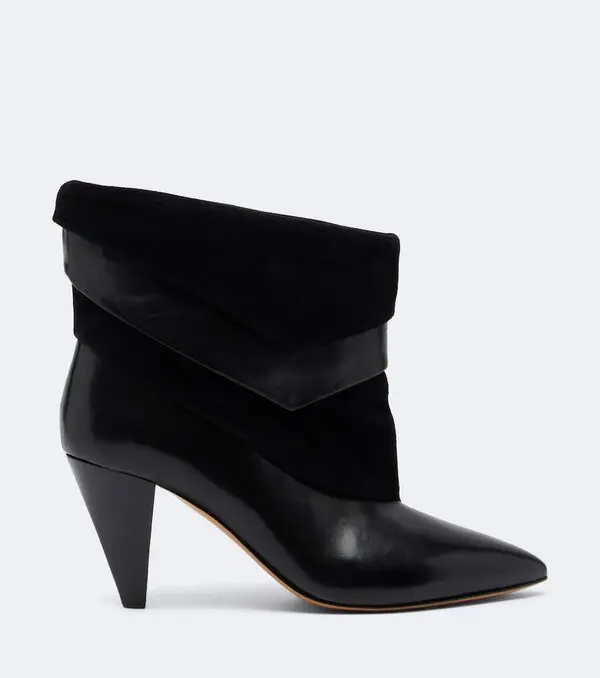 Isabel Marant Étoile Lyone Leather And Suede Ankle Boots - Black