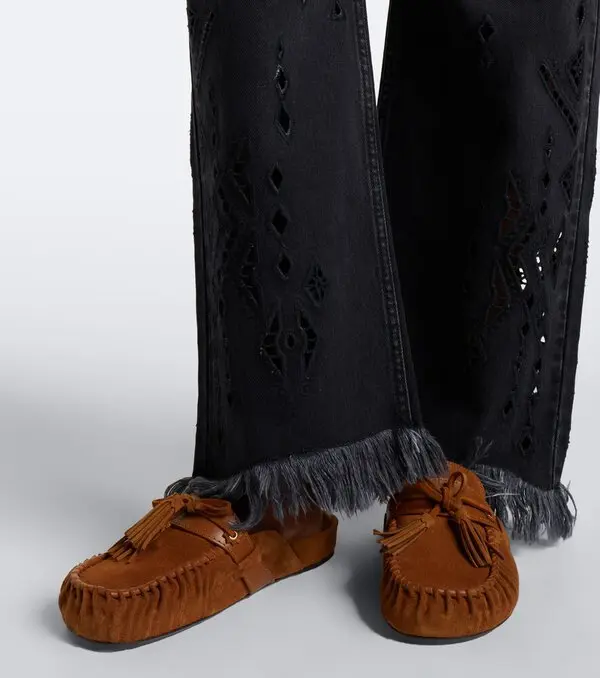 Isabel Marant Étoile Malvin Suede Mules With Leather Trims - Brown