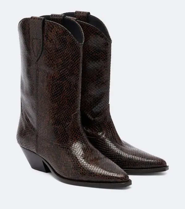 Isabel Marant Étoile Duerto Snake-effect Leather Cowboy Boots - Brown
