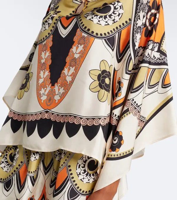 La DoubleJ Draped Printed Silk Twill Top