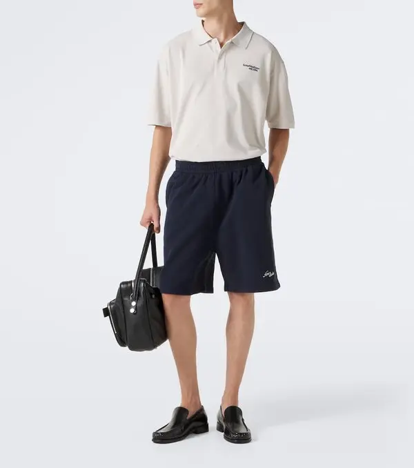 Acne Studios Logo Embroidered Cotton Fleece Shorts