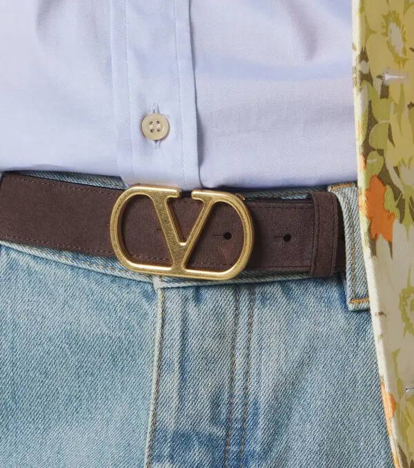 Valentino Garavani Vlogo Suede Belt