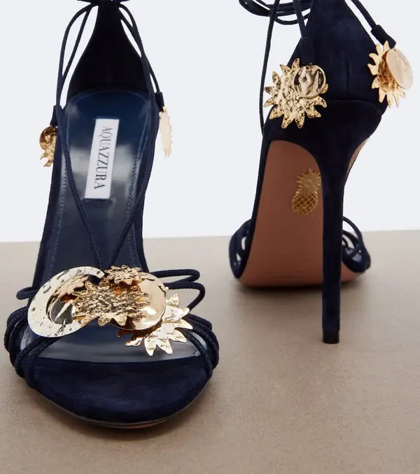 AQUAZZURA Night Stars Embellished Suede Sandals