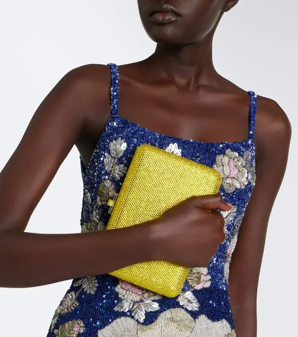 Judith Leiber Slim Slide Embellished Clutch - Yellow
