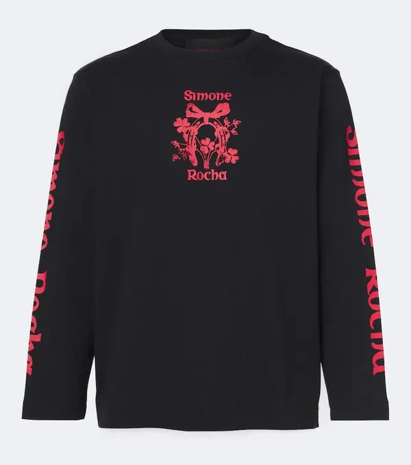 Simone Rocha Printed Cotton Jersey T-shirt - Black