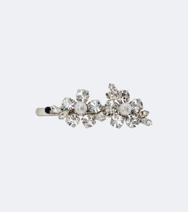 Simone Rocha Floral Mini Crystal-embellished Barrette - Silver