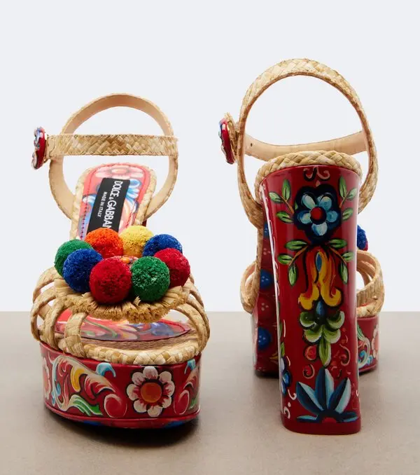 Dolce & Gabbana Printed Woven Platform Sandals