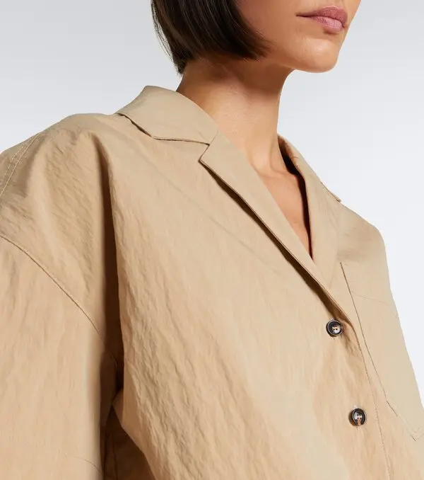 GANNI Cropped Cotton-blend Shirt